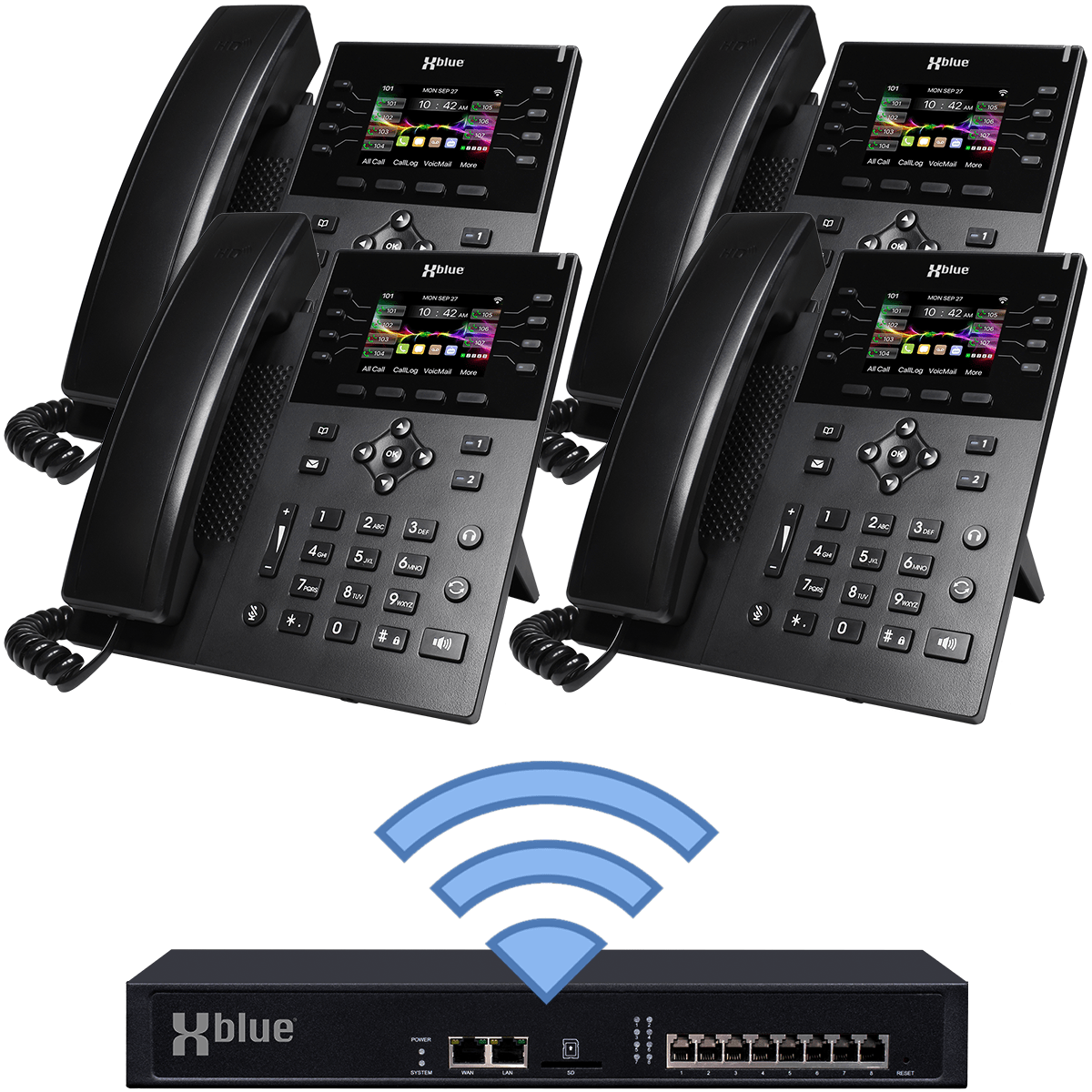 Wireless QB2 Phone System w/ 4 WiFi Enabled IP8g Phones - XBLUE