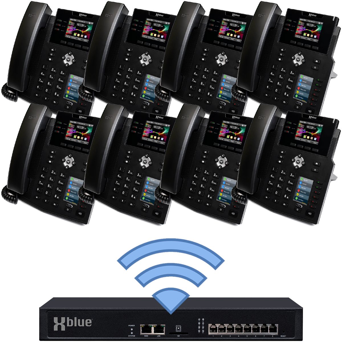 Wireless QB2 Phone System w/ 8 WiFi Enabled IP9g Phones - XBLUE